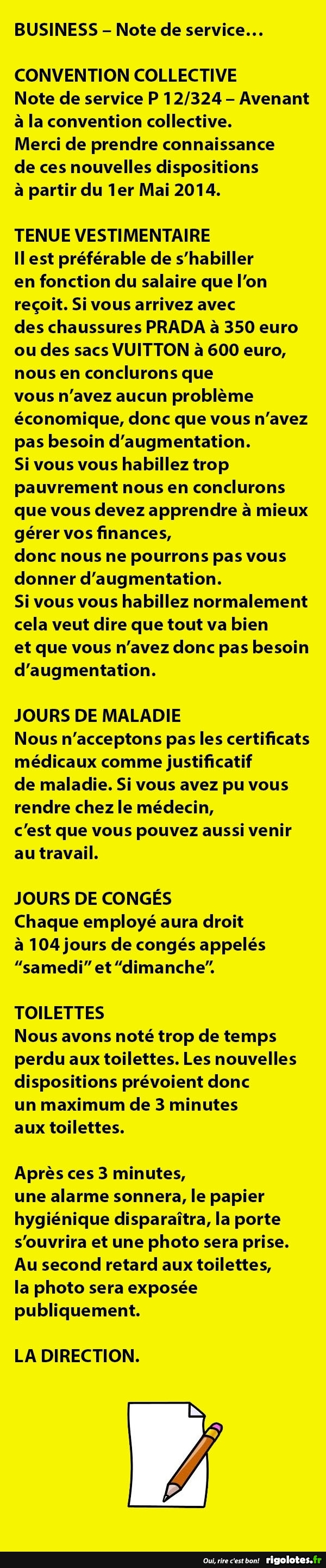 BUSINESS – Note de service… - Blagues et les meilleures images drôles!