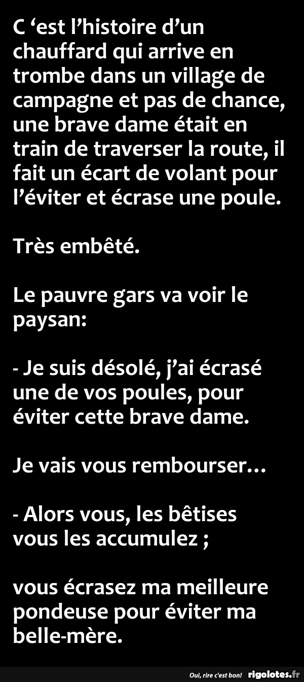 C'est l'histoire d'un chauffard qui arrive en trombe ... - Blagues et ...