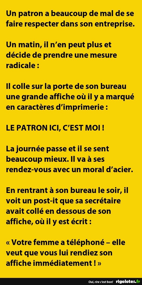 Un patron a beaucoup de.... - Blagues et les meilleures images drôles!